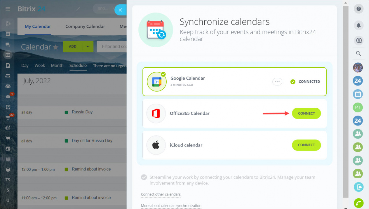 Synchronize Bitrix24 calendar with Office365